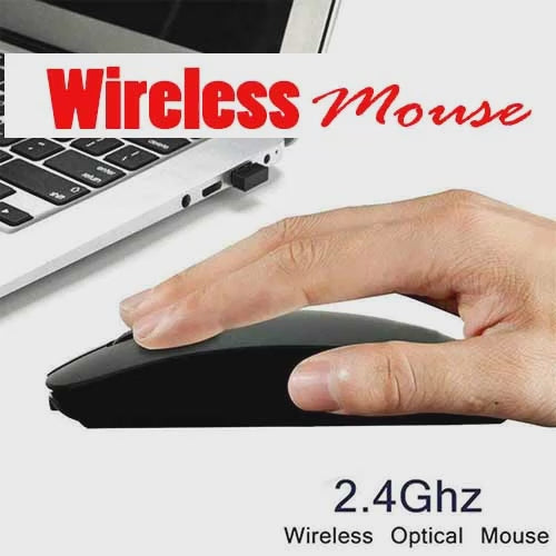 Super Slim Wireless Laptop Computer Mouse Battery Operated 2.4Ghz ...