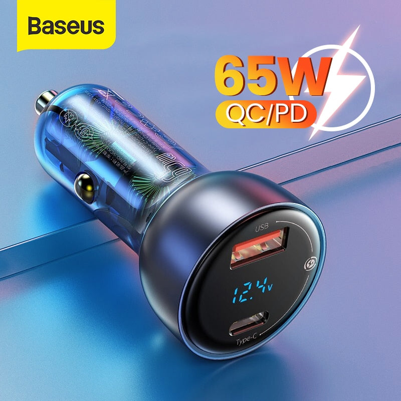 Baseus 65W Car Charger Dual USB Quick Charge 4.0 – 24hour Shop